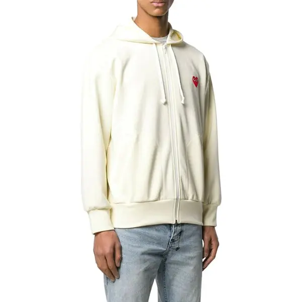 Play Comme Des Garcon Zip Hooded Jacket - Ivory