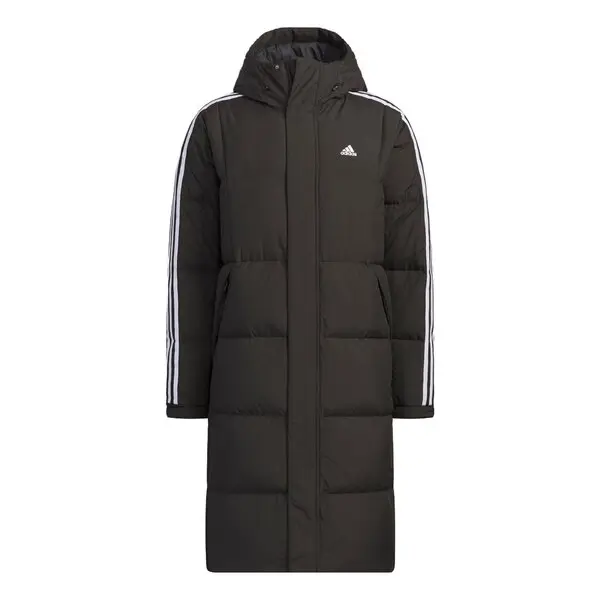Adidas 3-stripes Long Down Puffer Jacket - Black