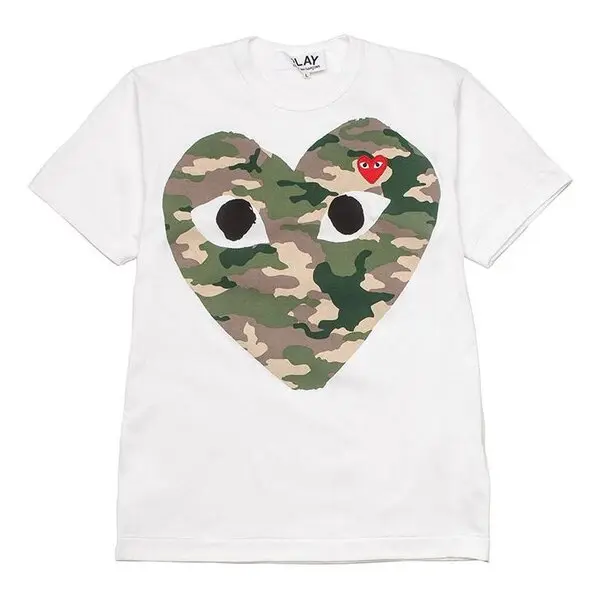Play Comme Des Garcon Camouflage Heart T-shirt - White