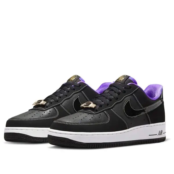 Nike Force 1 Low '07 Lv8 Emb 'world Champ Lakers' Sneakers - Black/white/purple