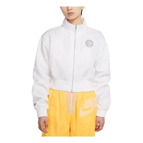 Nike Plaid Zip Up Stand Collar Jacket - White