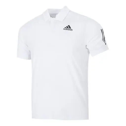 Adidas Solid Color Stripe Tennis Athleisure Casual Sports Short Sleeve Polo Shirt White - Multi-color