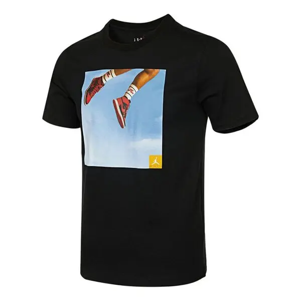 JORDAN Shoes Photo Printing Sports Short Sleeve T-shirt - Black