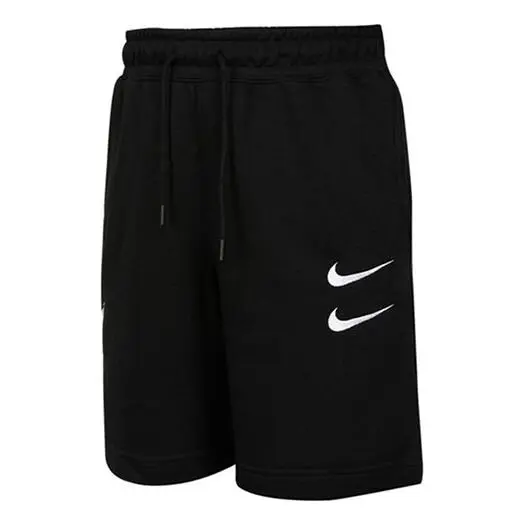 Nike Swoosh French Terry Casual Sports Shorts - Black