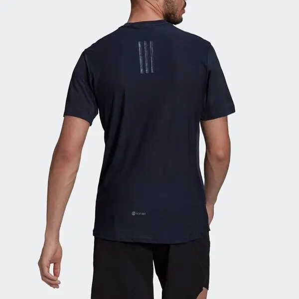 Adidas Casual Logo Solid Color Round Neck Short Sleeve Navy Blue