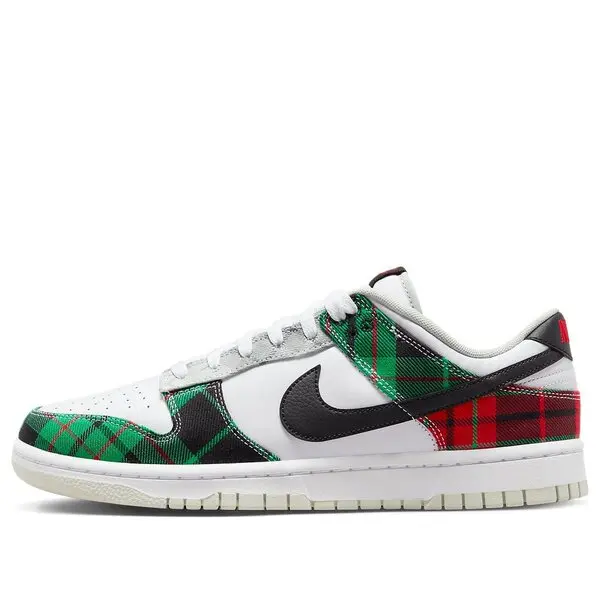 Nike Dunk Low Premium "tartan Plaid" Sneakers - White/black-white-university Red-stadium Grey-light Silver