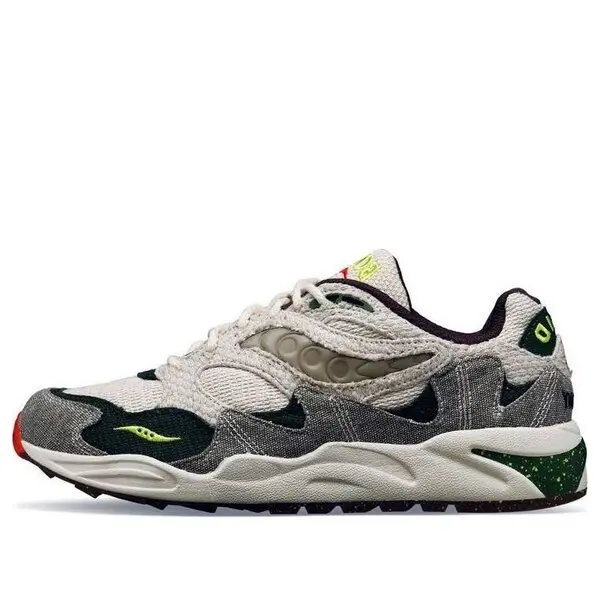 Saucony X Bodega Grid Shadow 2 'jaunt Woven' Sneakers - Hemp/acid Lime/red Alert