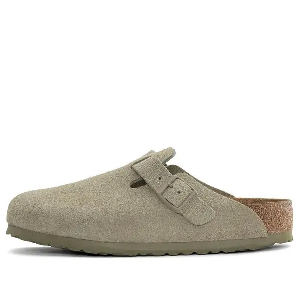 BIRKENSTOCK Boston Suede Leather Clogs - Green