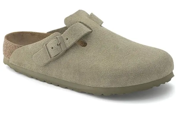 BIRKENSTOCK Boston Suede Leather Clogs - Green