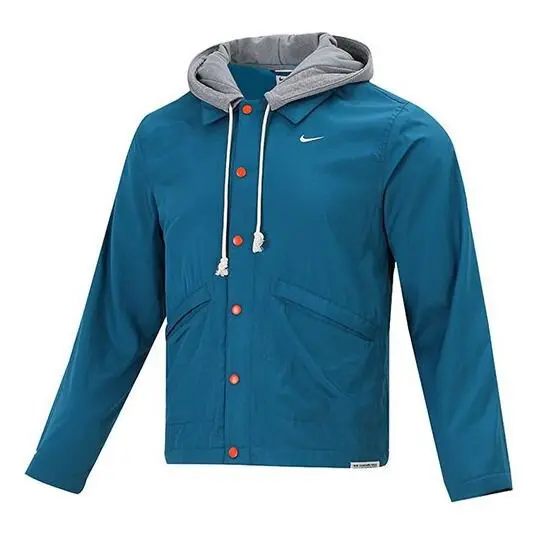 Nike Therma-fit Standard Issue Fleece Lined Coach Jacket - Blue
