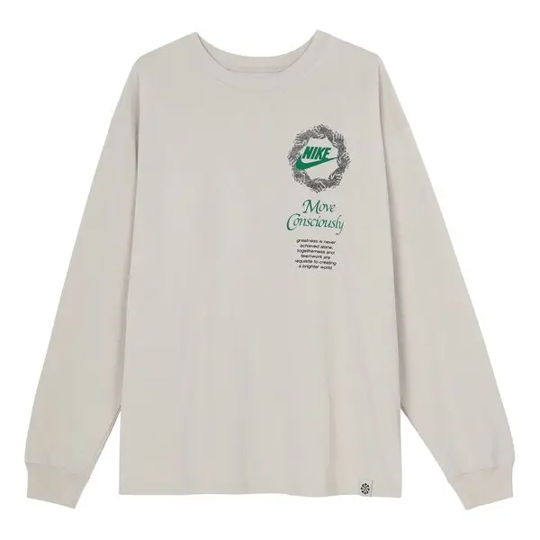 Nike Alphabet Printing Long Sleeves Autumn Light Bone T-shirt - Default Color