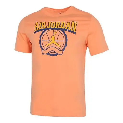 JORDAN Burst Crack Basketball Sports Short Sleeve T-shirt - Orange