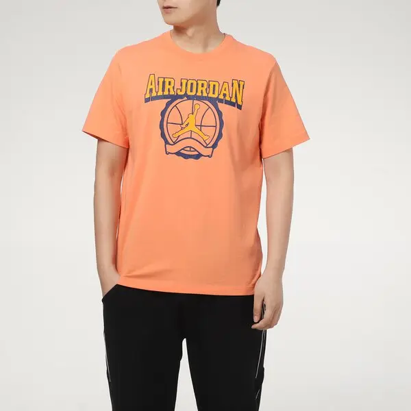JORDAN Burst Crack Basketball Sports Short Sleeve T-shirt - Orange