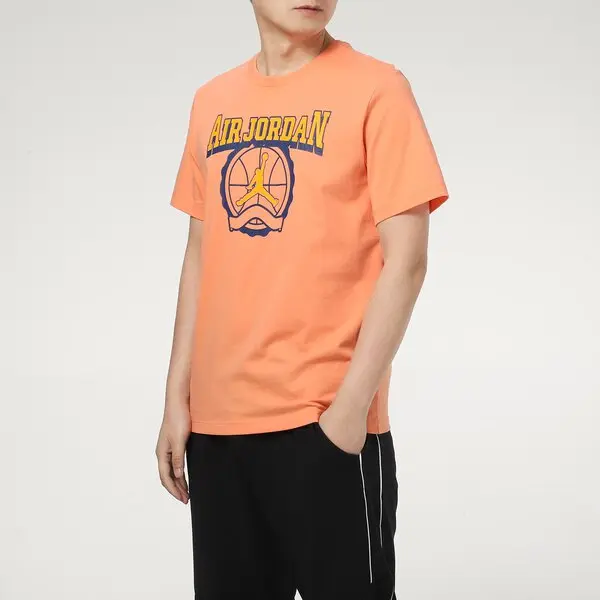 JORDAN Burst Crack Basketball Sports Short Sleeve T-shirt - Orange