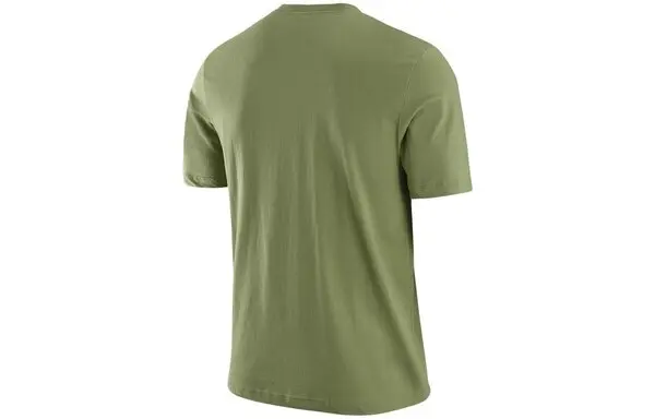 Nike Embroidered Logo Breathable Micro Mark Solid Color Short Sleeve Green T-shirt - Multi-color