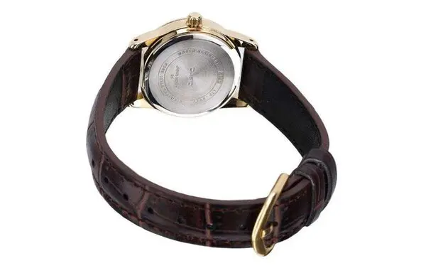 Casio Analog Quartz Watch With Leather Strap - Black