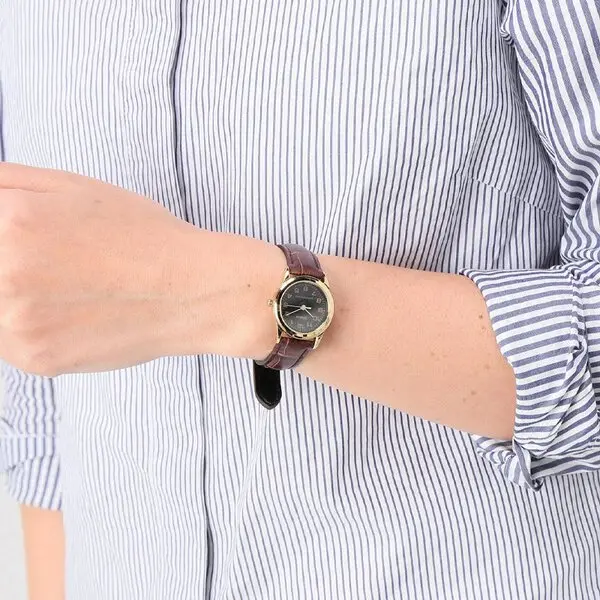 Casio Analog Quartz Watch With Leather Strap - Black