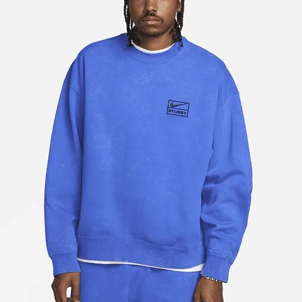 Nike X Stussy Ss23 Acid Wash Sweatshirt - Blue