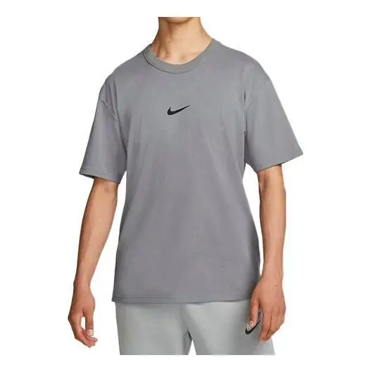 Nike Premium Essentials Alphabet Logo Printing Round Neck Short Sleeve Gray