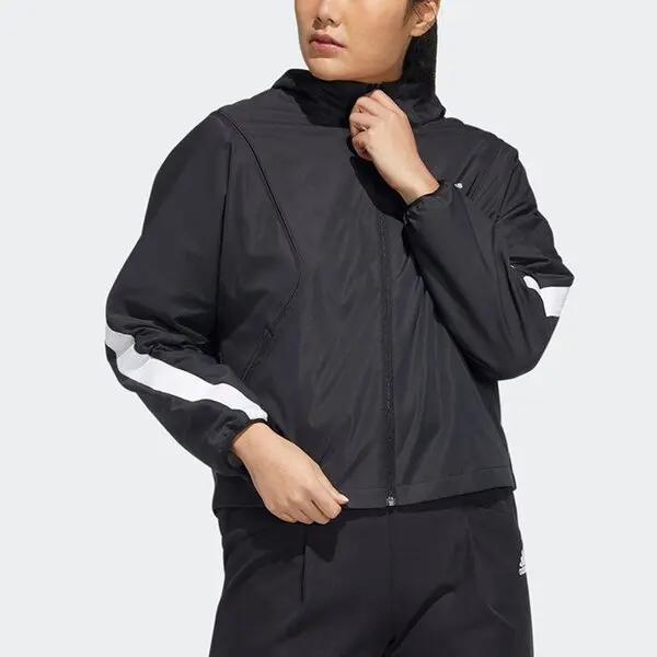 Adidas Zip-up Hooded Track Jacket With Sporty Stripes