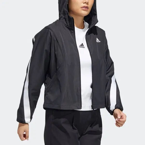 Adidas Zip-up Hooded Track Jacket With Sporty Stripes