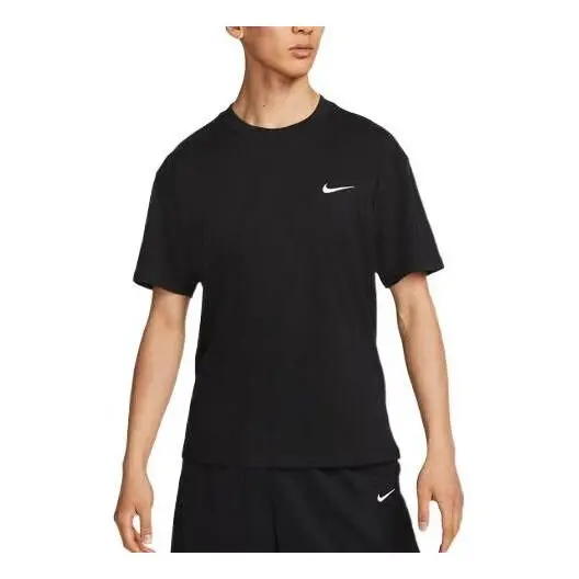 Nike Solid Color Logo Printing Round Neck Pullover Short Sleeve Black T-shirt - Default Color