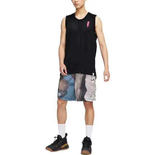 JORDAN Pattern Printing Mesh Round Neck Sports Vest Black