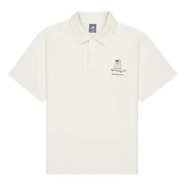 NEW BALANCE Skateboard Graphic Polo Shirt - Ivory