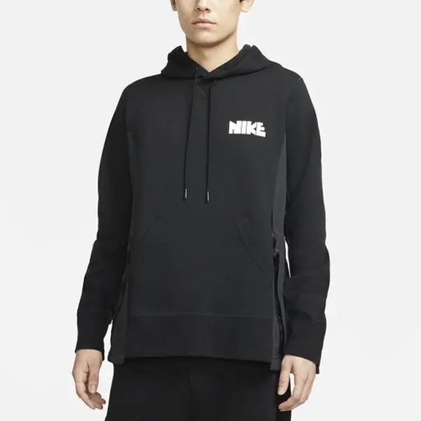 Nike X Sacai Logo Printing Splicing Contrasting Hoodie 'black