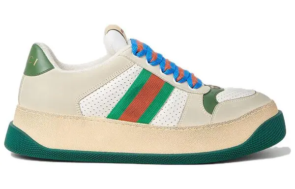 Gucci Screener Gg Leather Sneakers - Beige/green/red
