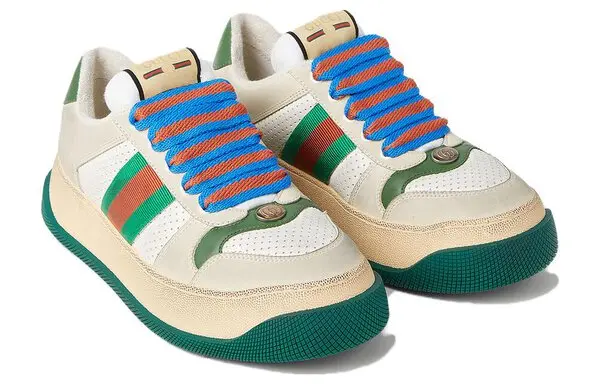 Gucci Screener Gg Leather Sneakers - Beige/green/red