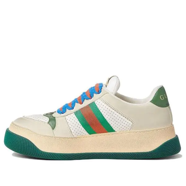 Gucci Screener Gg Leather Sneakers - Beige/green/red