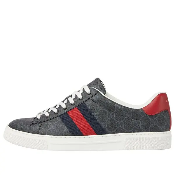 Gucci Ace Monogram Canvas Sneakers - Grey/white/red