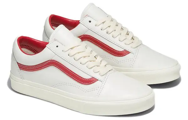 VANS Old Skool Vintage Leather Sneakers - Beige/red