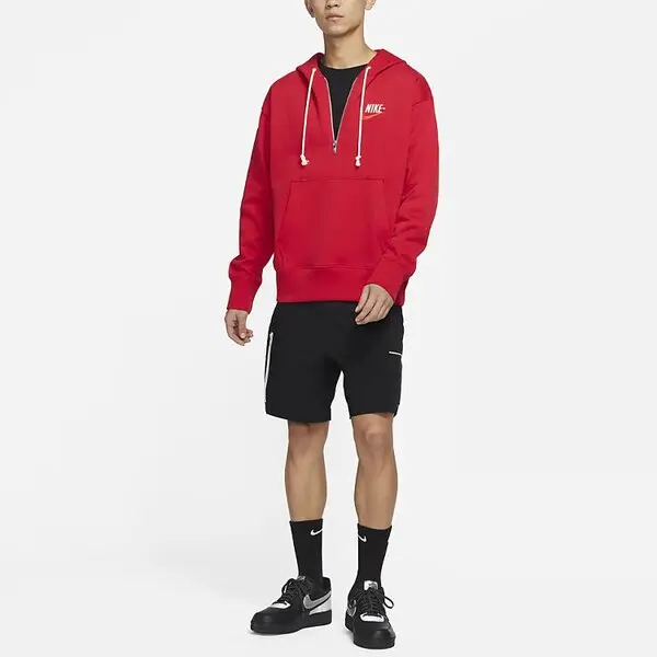 Nike Embroidered Logo Half Zip Hooded Knit Pullover