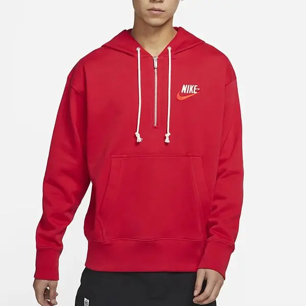 Nike Embroidered Logo Half Zip Hooded Knit Pullover