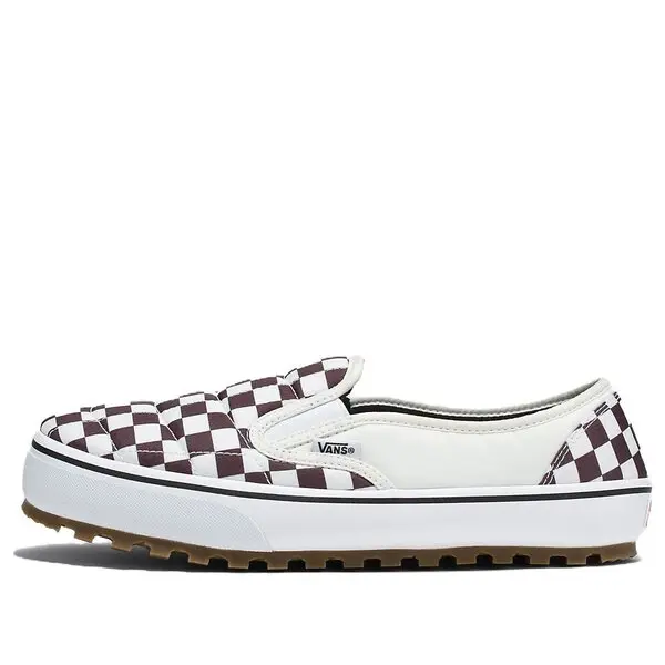 VANS Snow Lodge Quilted Checkerboard Slip-on Sneakers - White/brown