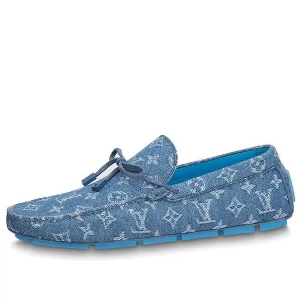LOUIS VUITTON Monogram Denim Driver Moccasins - Blue