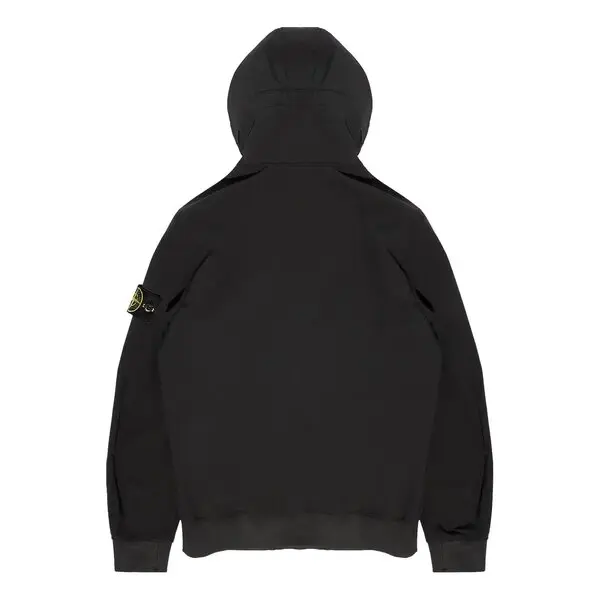 Stone Island Soft Shell Hooded Jacket - Black