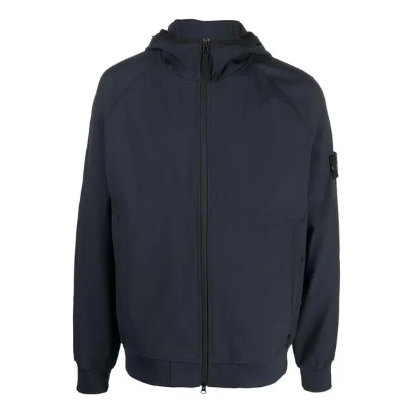 Stone Island Light Soft Shell-r Hooded Jacket - Navy