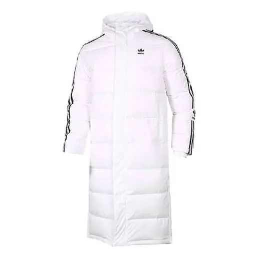 Adidas Originals Long Down Side Logo Printing Mid-length Sports Down Jacket White - Default Color