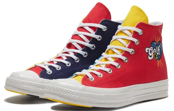 CONVERSE X Golf Wang Chuck 70 High Top Sneakers - Blue/yellow/red