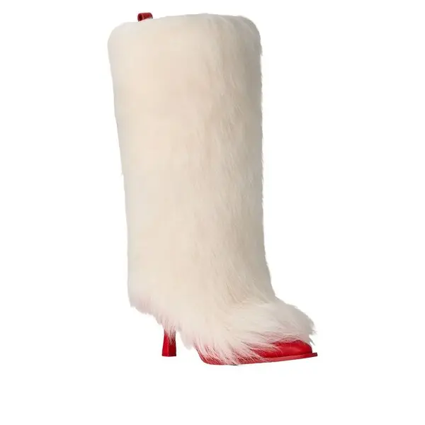 UGG X Ambush Fur High Heel Boots - White/red