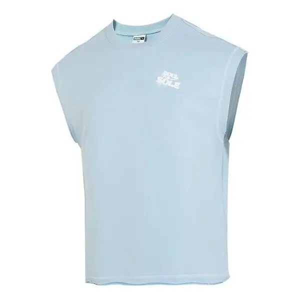 PUMA Sole Logo Sleeveless Top - Blue/white