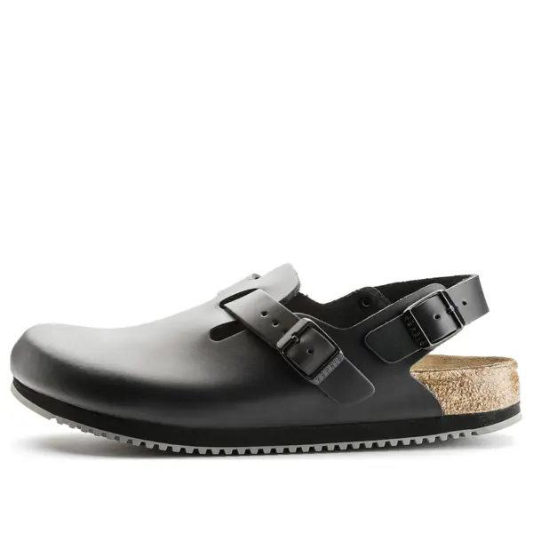 BIRKENSTOCK Tokio Super Grip Leather Sandals - Black
