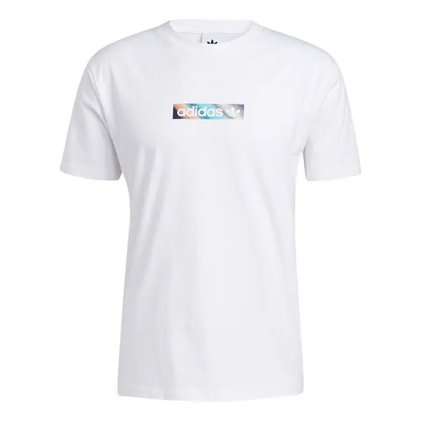 Adidas Originals Summer Box Line Back Printing Sports Short Sleeve - White