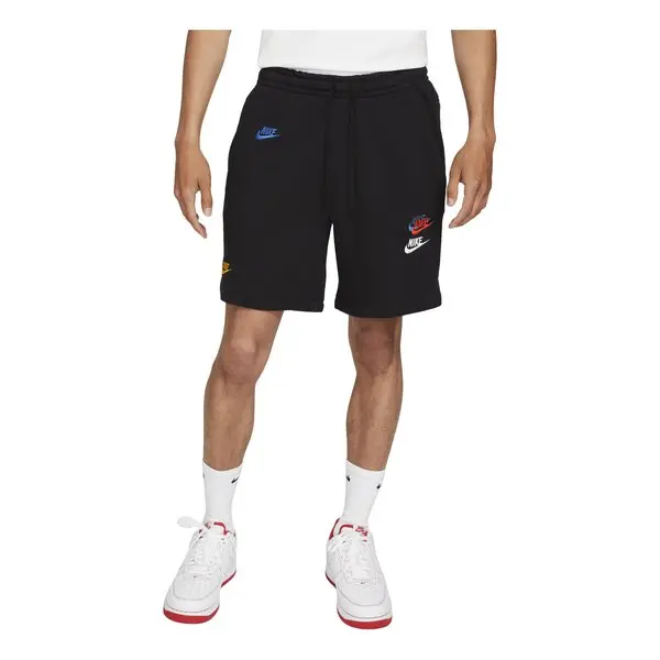 Nike Alphabet Embroidered Fleece Shorts - Black