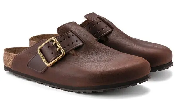 BIRKENSTOCK Boston Bold Natural Leather Clogs - Brown