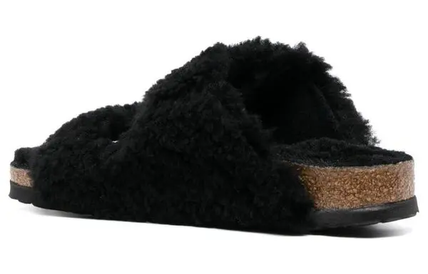 BIRKENSTOCK Arizona Big Buckle Shearling Slides - Black