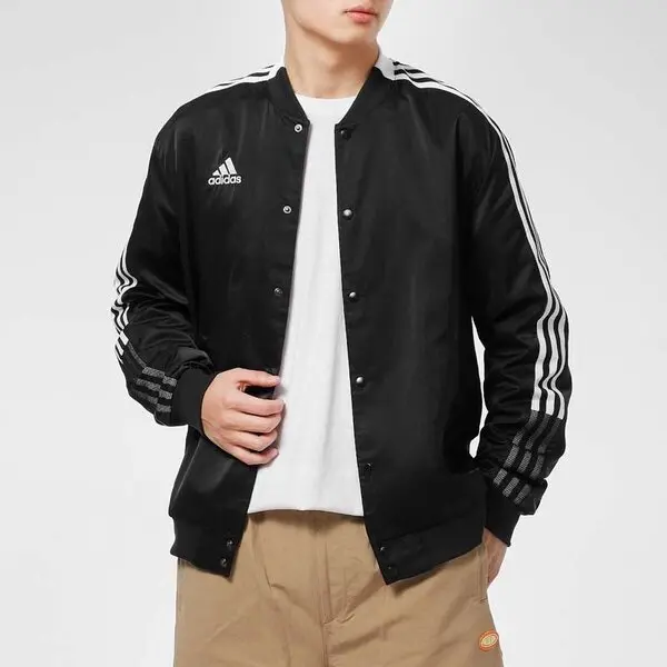 Adidas Classic Stripes Logo Baseball Jacket